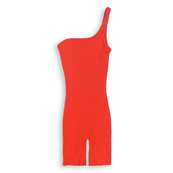 Tops | Stretch Rib One Shoulder Strap Onesie Unitard Bodysuit In ...